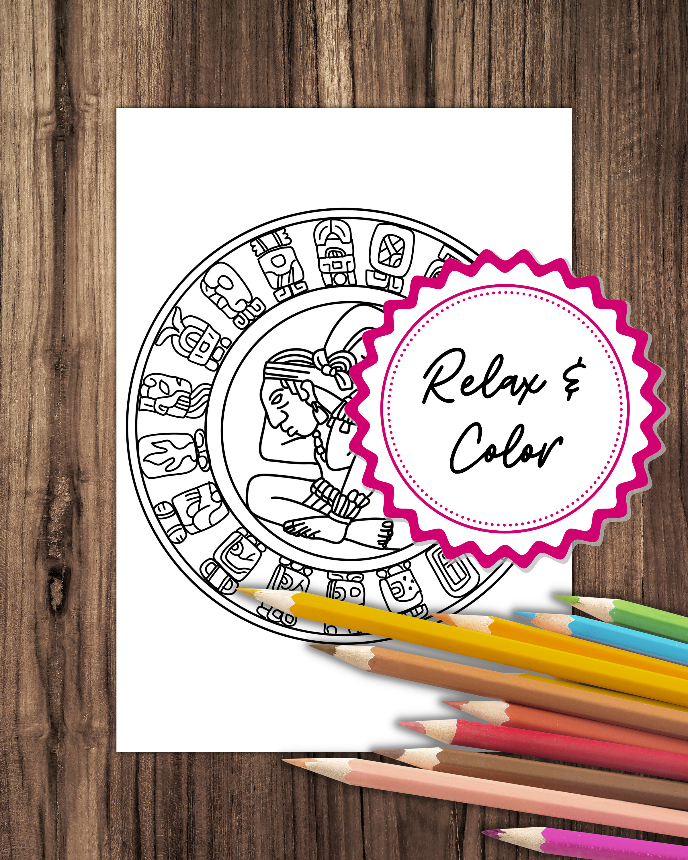 6 Prehispanic Coloring Pages Mexican Prehispanic Coloring - Etsy