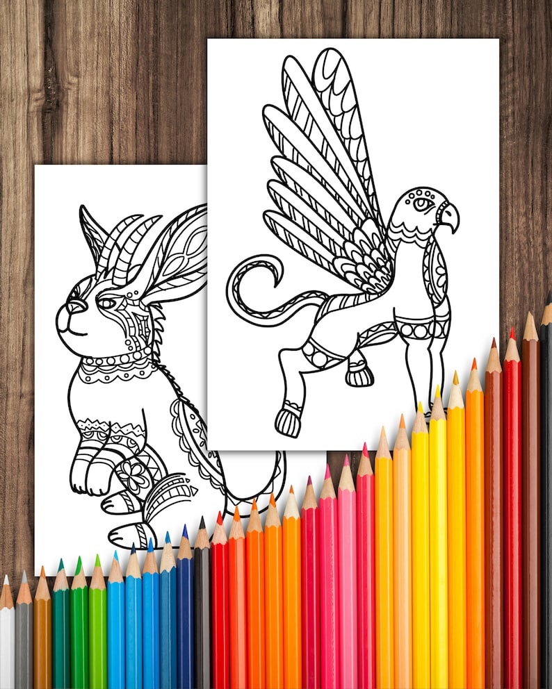 5 Alebrije Coloring Pages, Mexican Alebrijes Coloring Pages Bundle ...