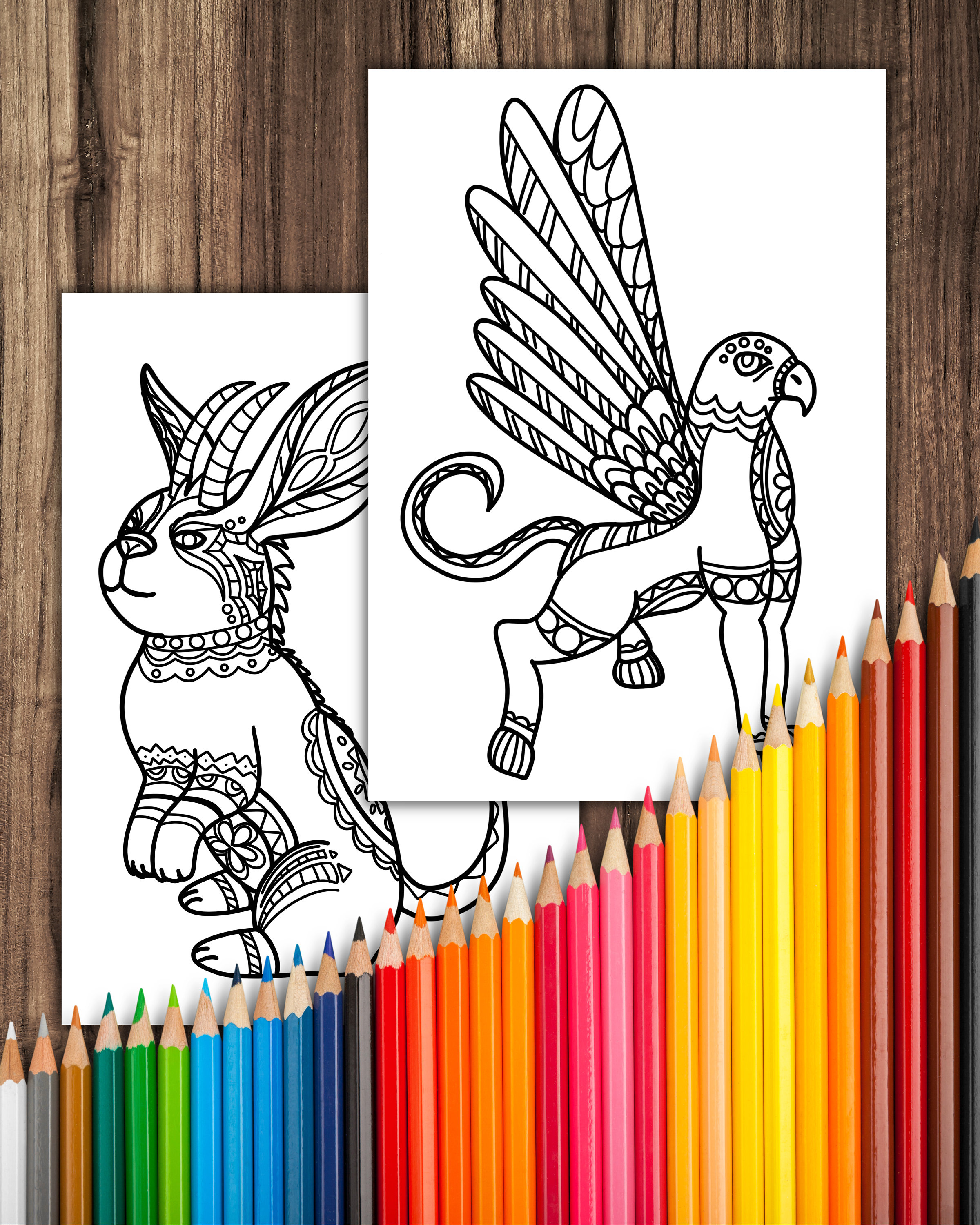 5 Alebrije Coloring Pages, Mexican Alebrijes Coloring Pages Bundle ...