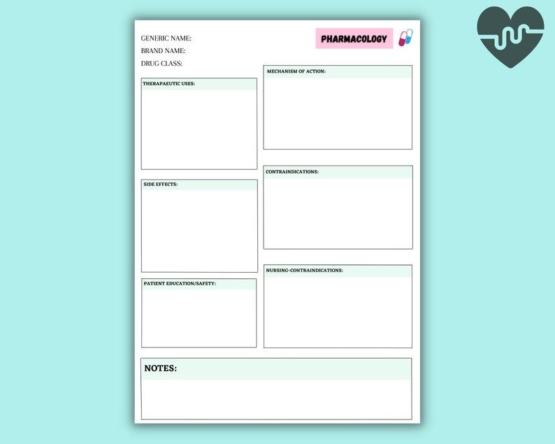 Pharmacology Template Pharmacology Sheet Nursing Notes Nursing ...