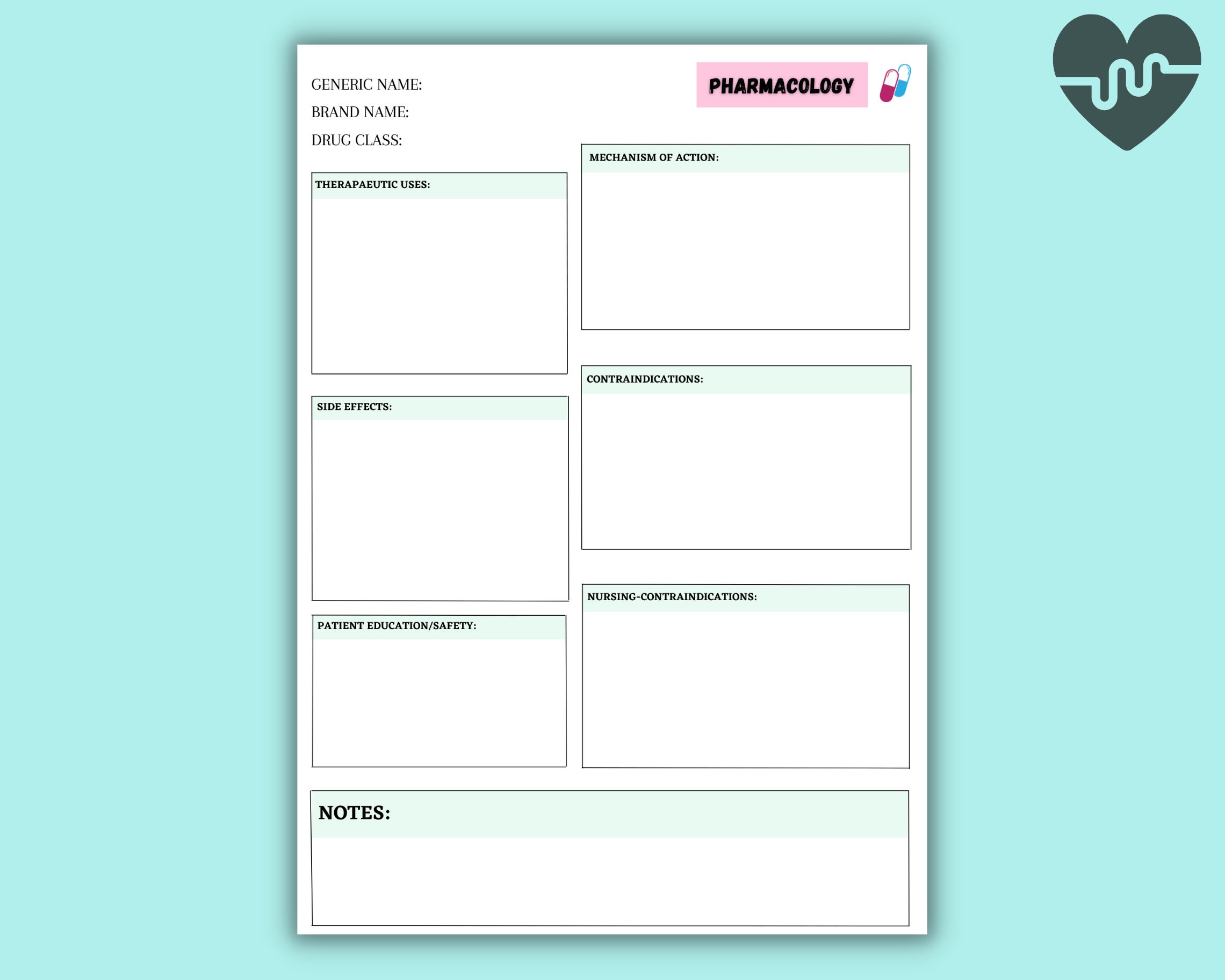 Pharmacology Template Pharmacology Sheet Nursing Notes Nursing ...