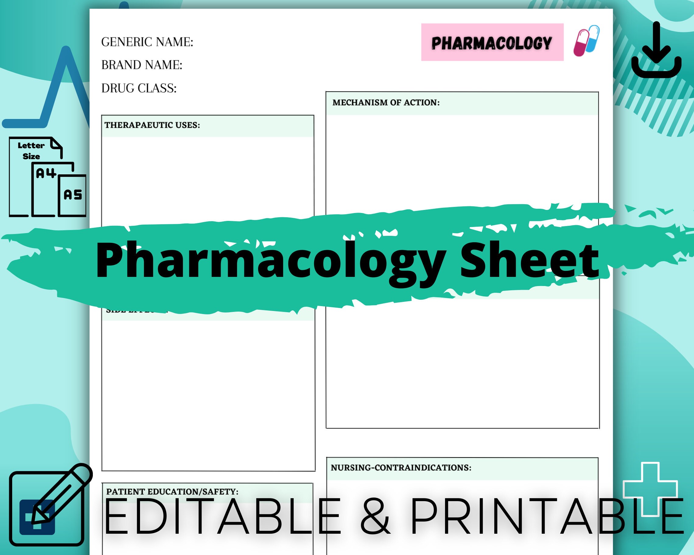Pharmacology Template Pharmacology Sheet Nursing Notes Nursing ...