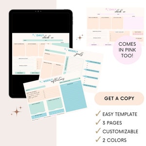 Digital Daily & Weekly Check-in Planner (BLUE) | Self-care iPad ...