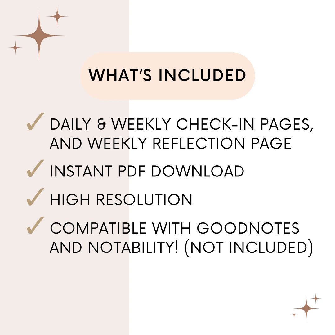 Digital Daily & Weekly Check-in Planner (BLUE) | Self-care iPad ...