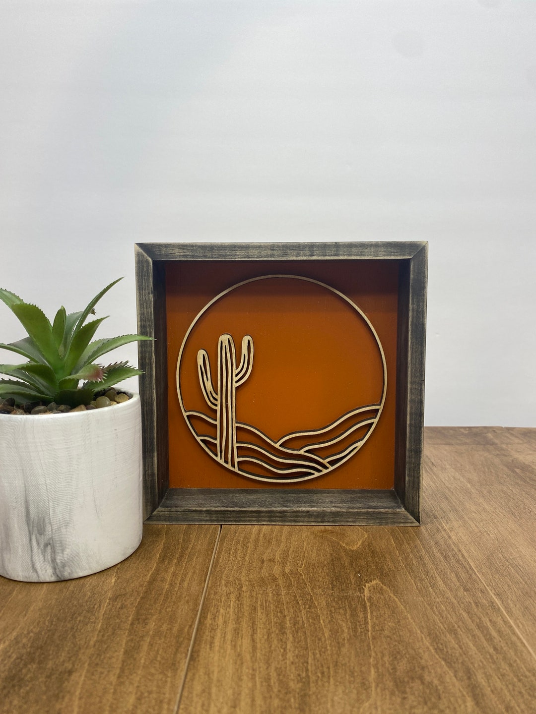 Desert Cactus Terracotta Distressed Black Decor,desert Home Decor ...