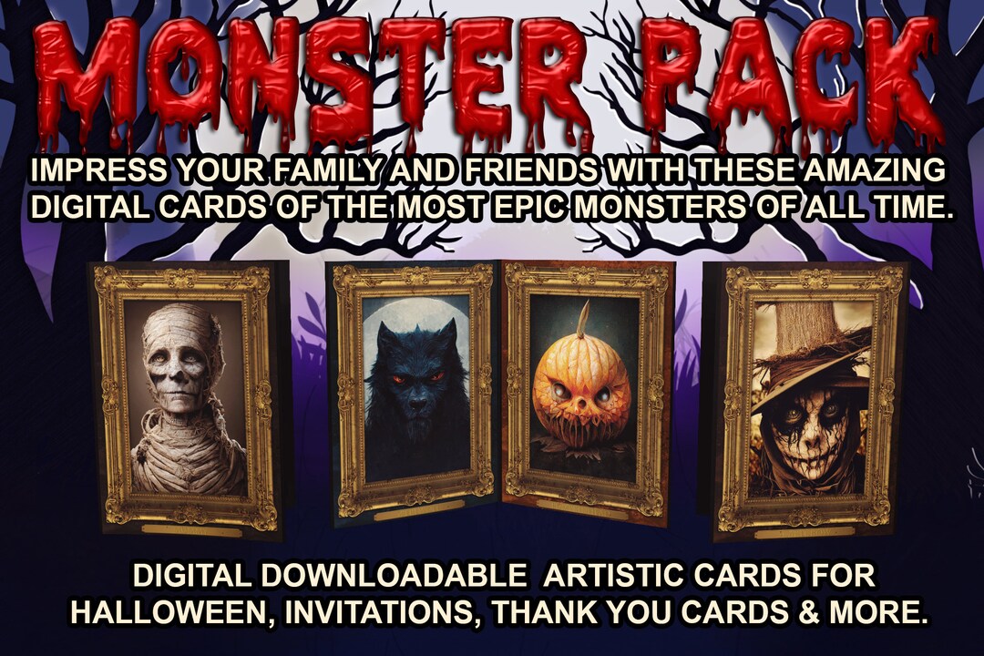 Monsters of Halloween Bundle Pack. Invitation, Thank You, Happy ...