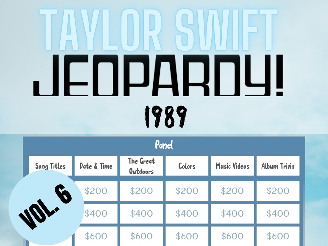 Taylor Swift Jeopardy: 1989 1989 Release Party Game - Etsy