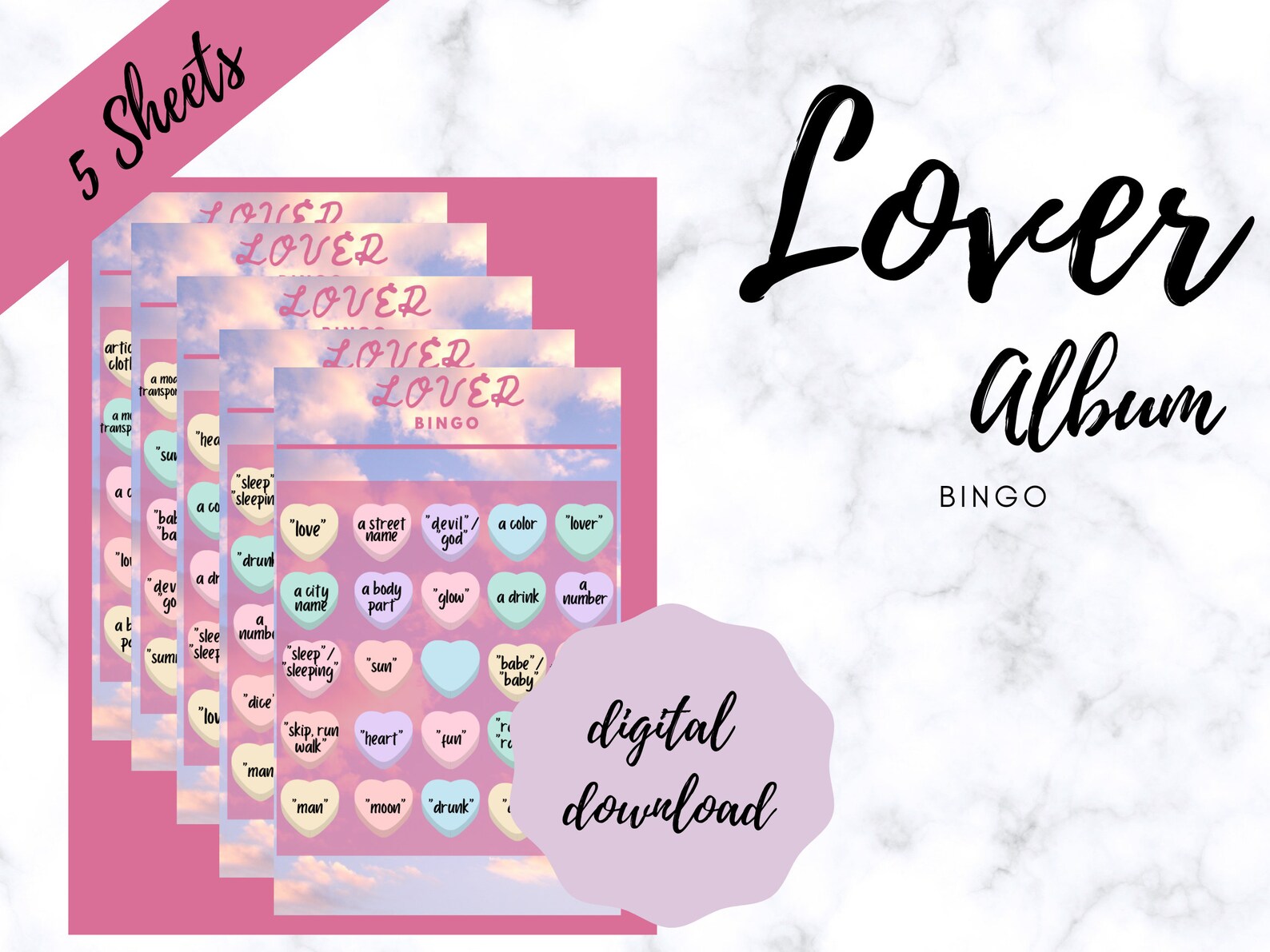 Taylor Swift Lover Party Bingo Sheets - Etsy