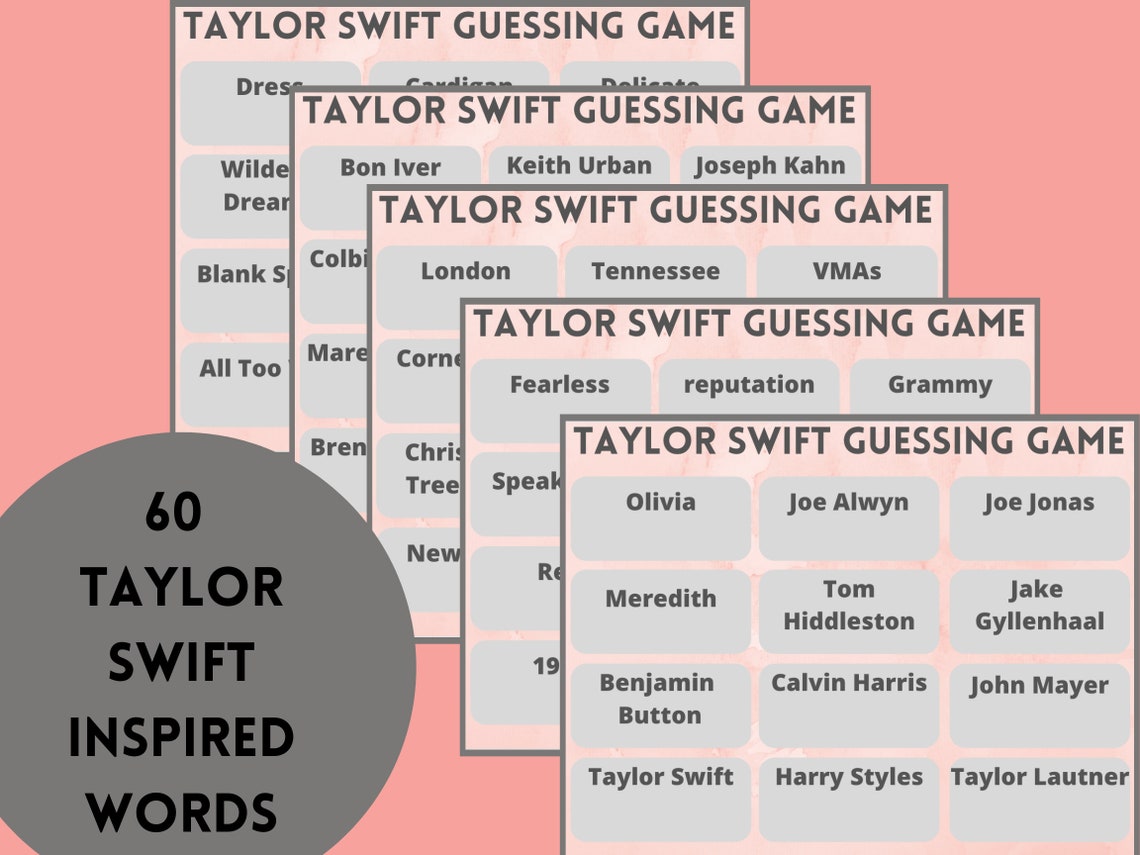 Taylor Swift Guessing Game | Taylor Swift Bachelorette Party Game - Etsy