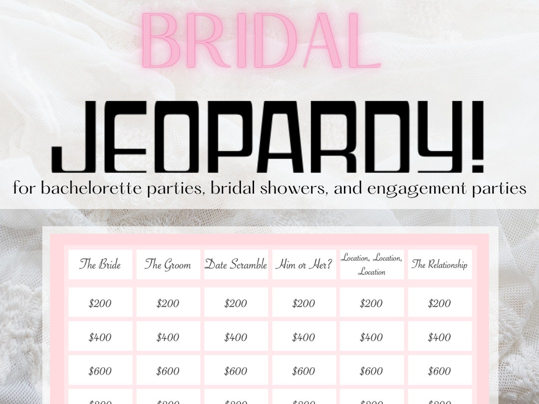 Bridal Jeopardy! | Party Game for Bridal Showers, Bachelorette Parties ...