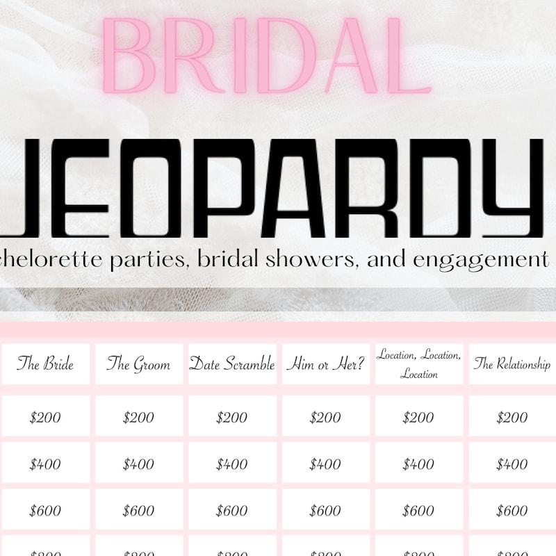 Bridal Shower Jeopardy - Etsy