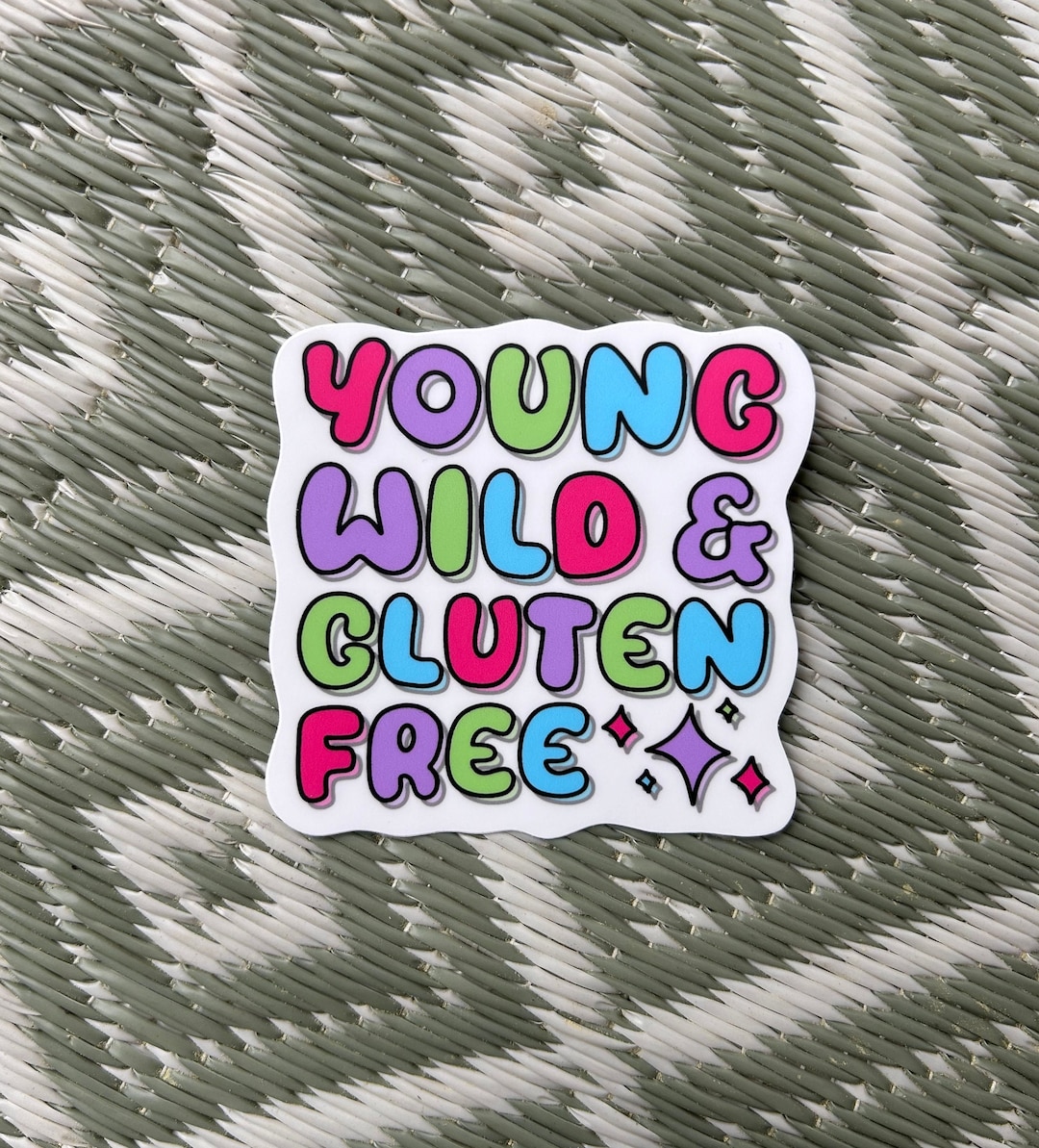 Young, Wild and Gluten-free Sticker Colorful Decal for Celiac/gluten ...