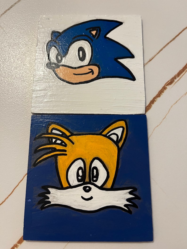 Set of 2 Sonic & Tails Wooden Coasters - Home Decor - Housewarming Gift ...