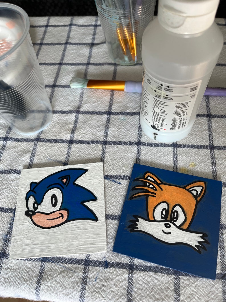 Set of 2 Sonic & Tails Wooden Coasters - Home Decor - Housewarming Gift ...
