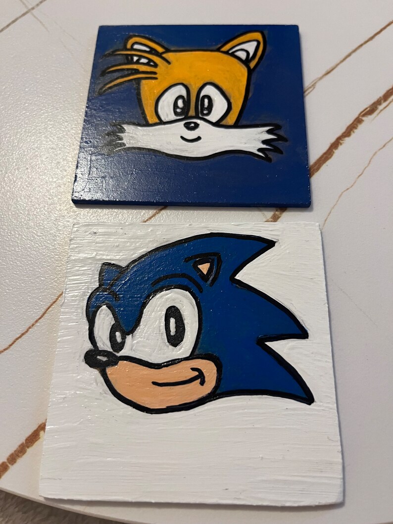 Set of 2 Sonic & Tails Wooden Coasters - Home Decor - Housewarming Gift ...