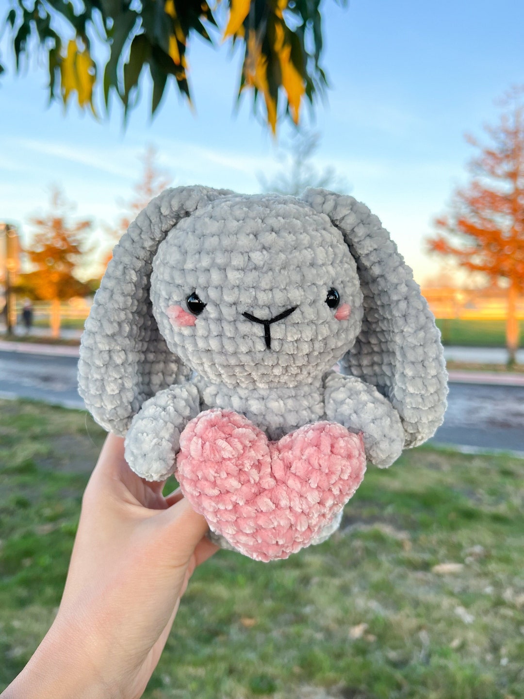Blue Bunny Crochet Plush With Heart for Valentine’s Gift - Etsy