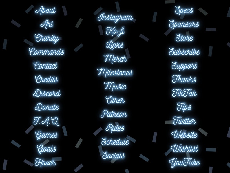 30 Neon Glow Baby Blue Twitch Panels With Transparent Background - Etsy