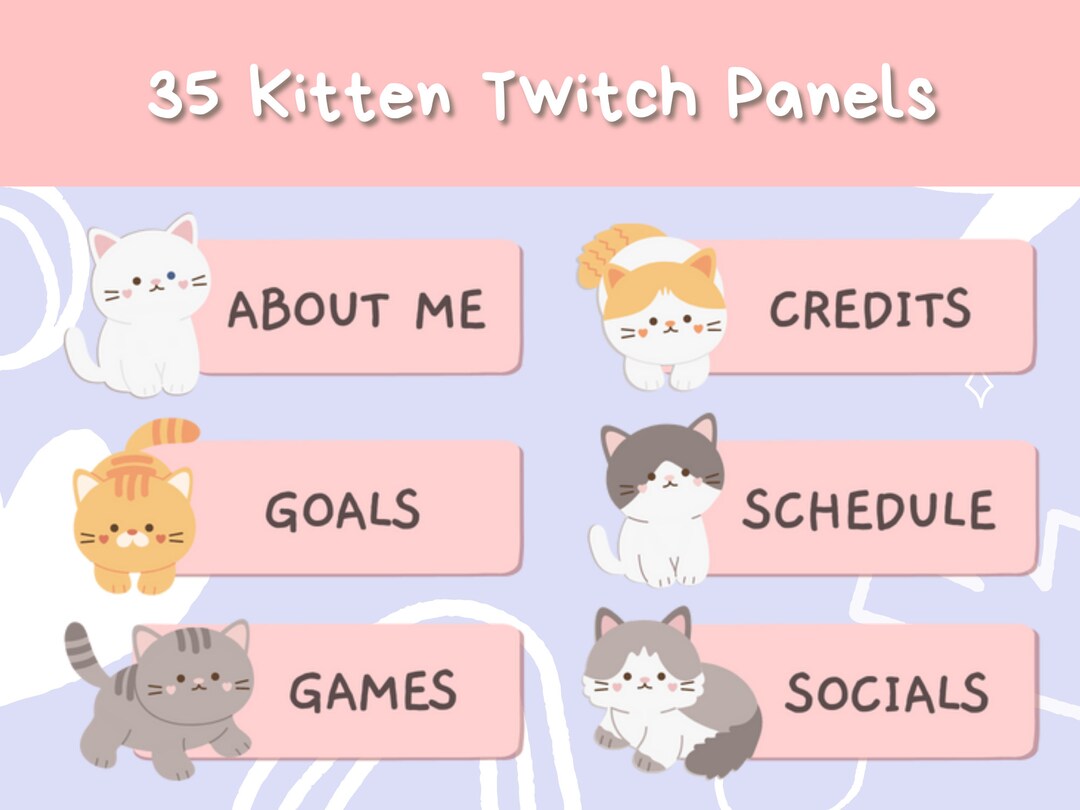 35 Cute Kitten Twitch Panels Blush Pink - Etsy