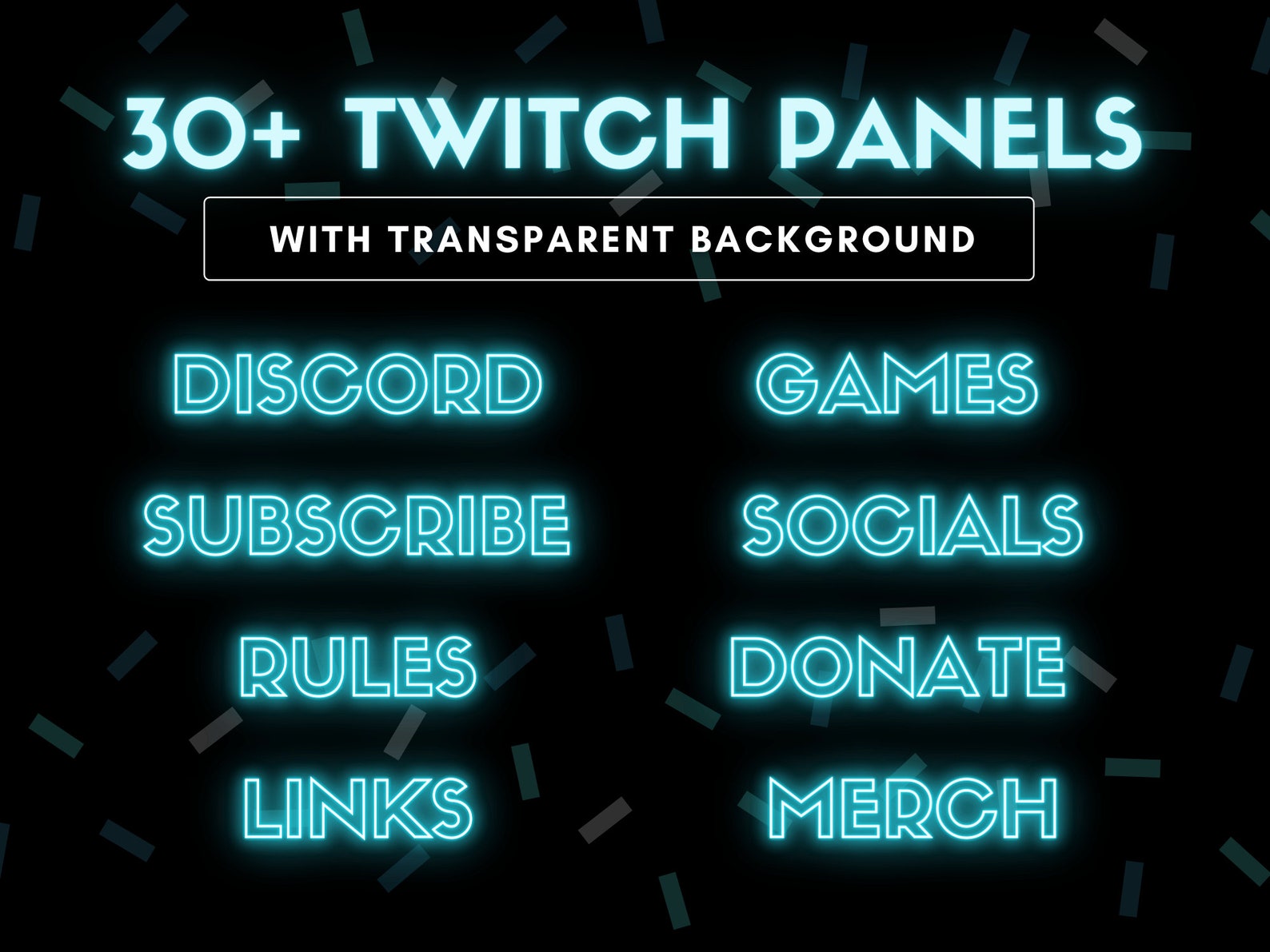 30 Neon Glow Blue Twitch Panels With Transparent Background - Etsy