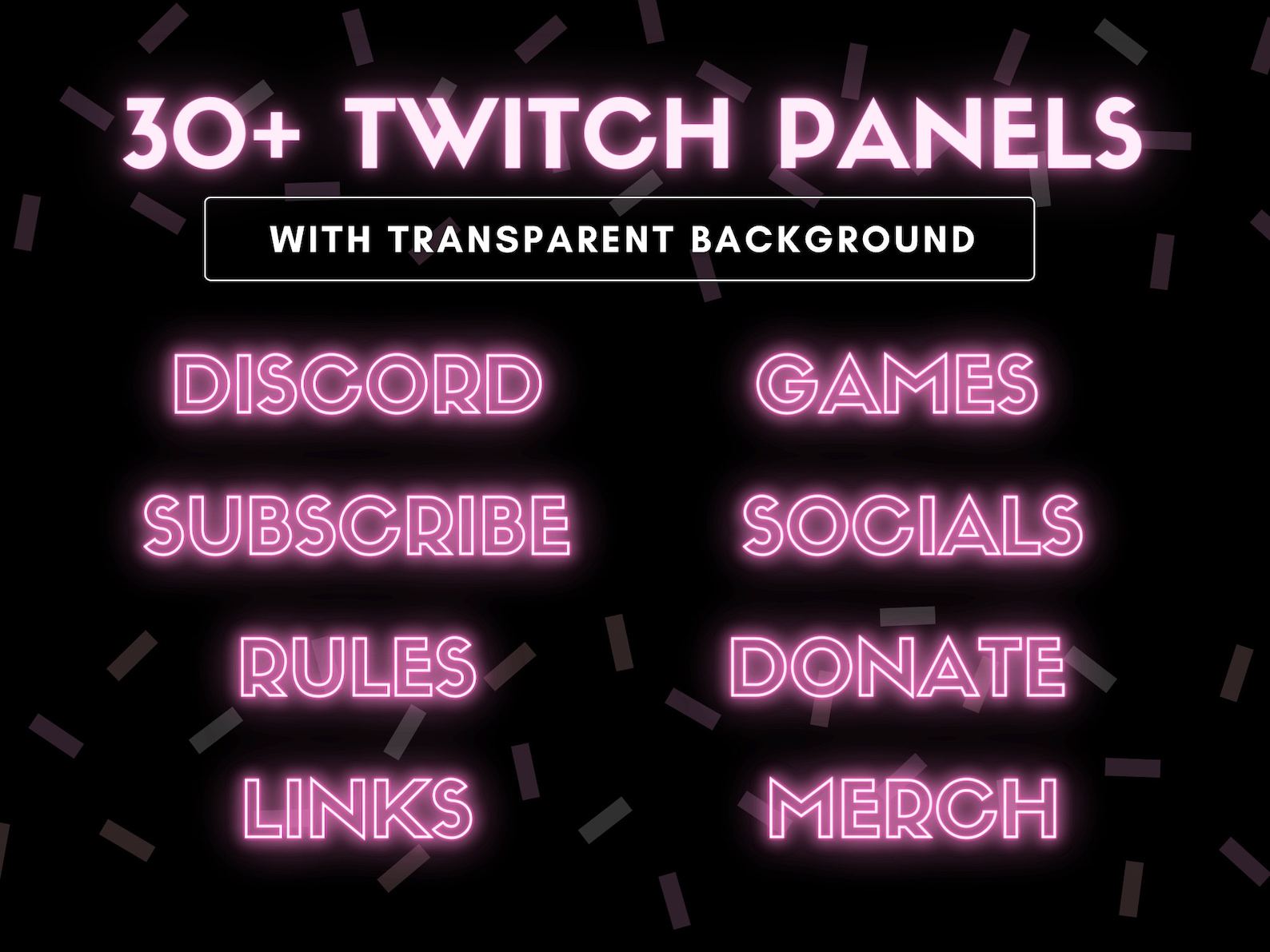 30 Neon Glow Pink Twitch Panels With Transparent Background - Etsy
