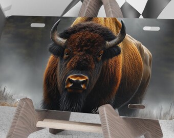 Smoky Bison Portrait Vanity Plate, American Buffalo Car Accessory ...