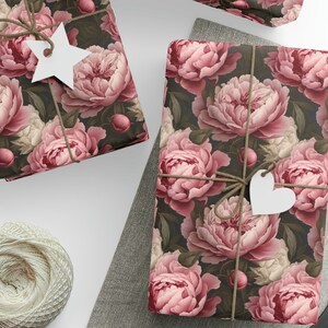 Custom Gift Wrap Paper, Gift Wrapping Paper, Pink Peony Floral Pattern ...