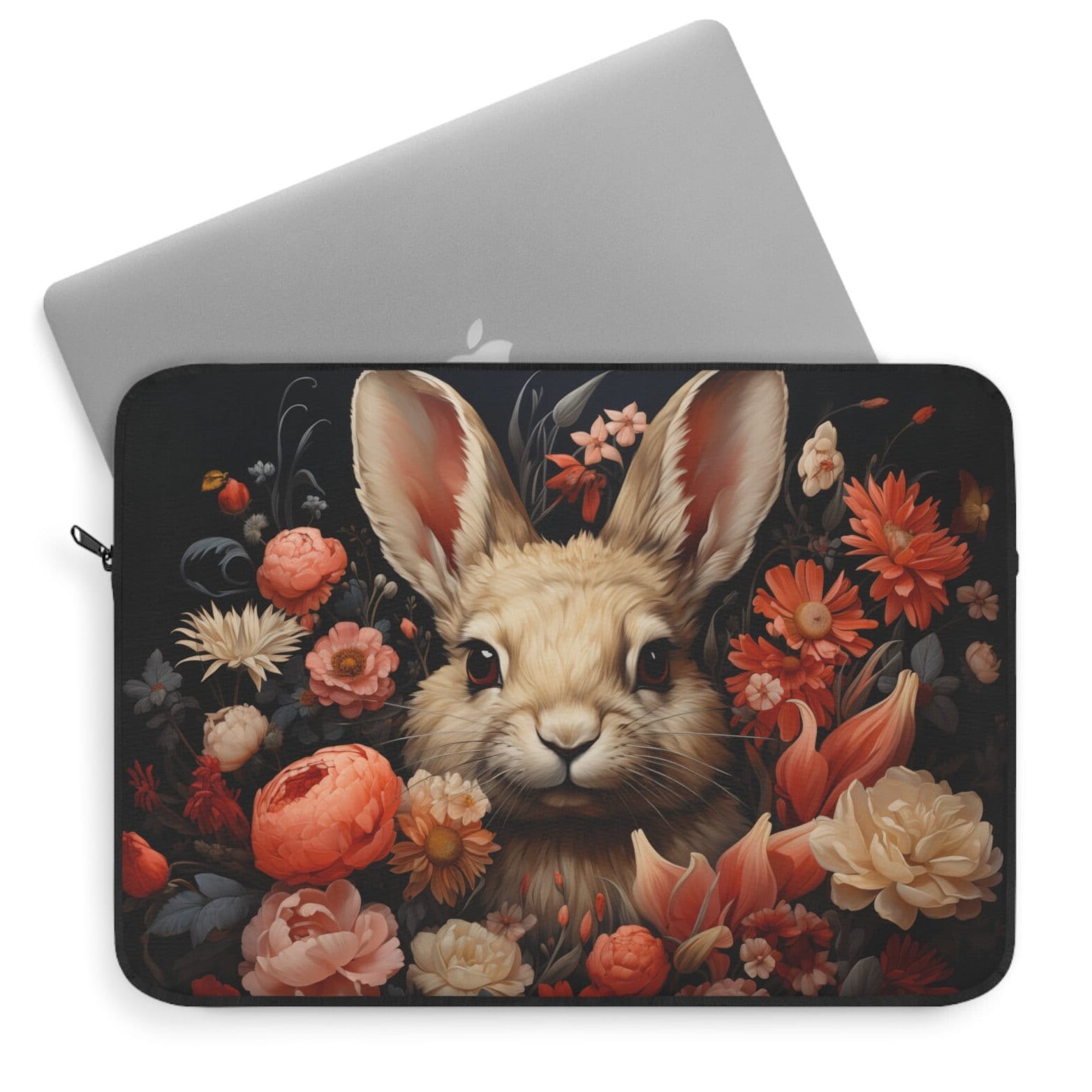 Dark Cottagecore Art Laptop Sleeve Pink Floral Bunny Tote Bag Computer ...