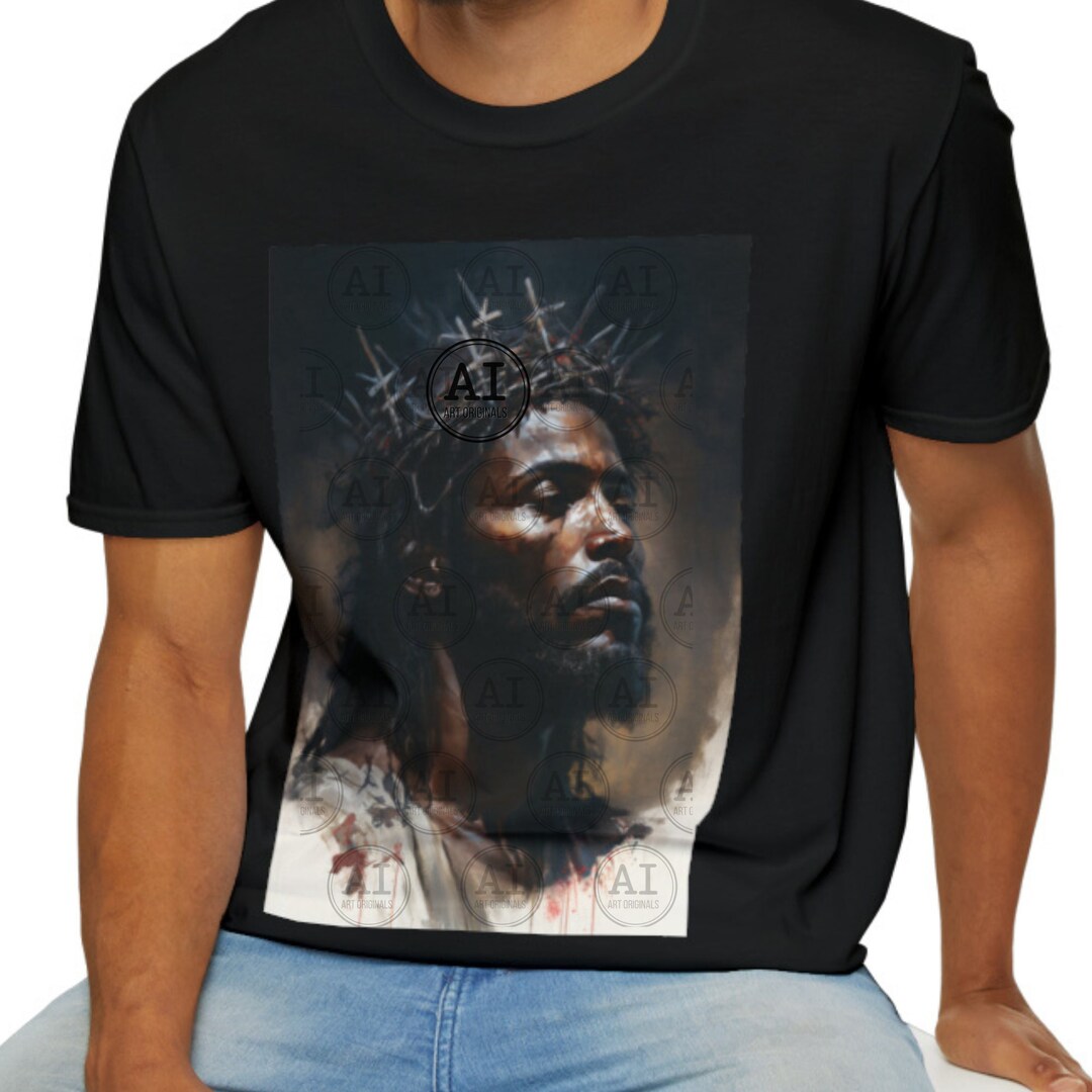 African American Art Jesus T-shirt, Black Christian Streetwear, Adult ...