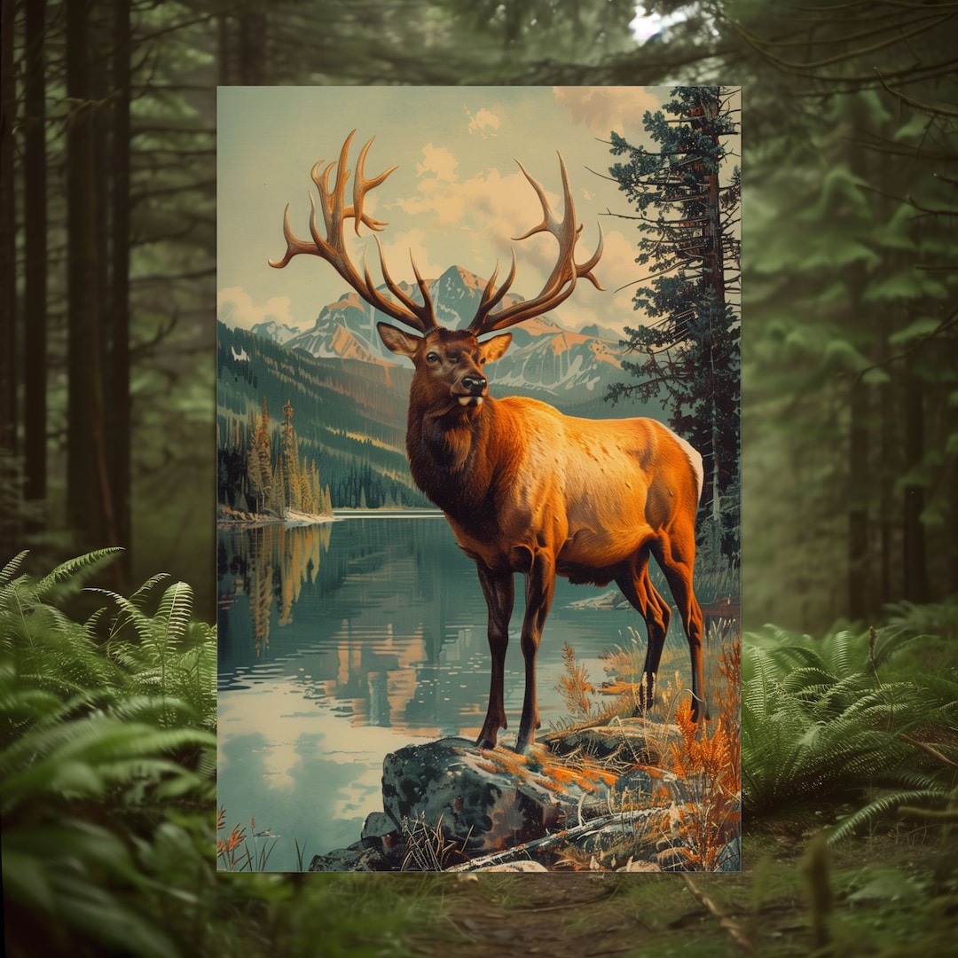 Elk Decorative POSTER Lakehouse Decor Housewarming Gift, Cabin ...