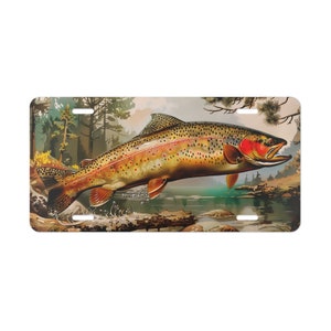 Brook Trout License Plate: Vintage Wildlife Art, Cabin Decor - Etsy