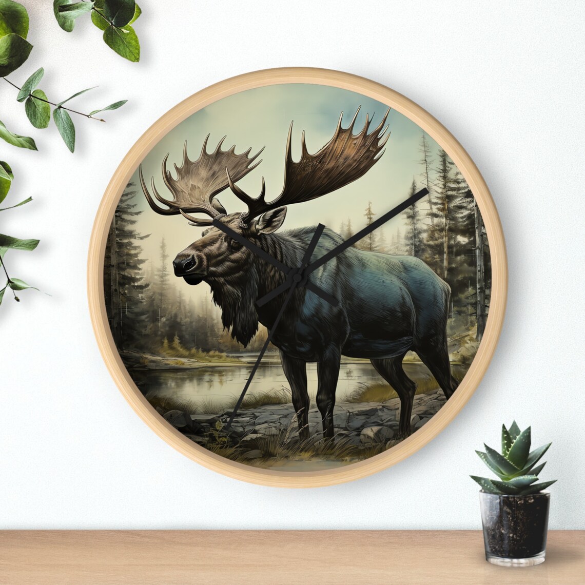 Unique Wall Clock, Cabin Decor, Alaska Art, Forestcore Vintage Moose ...