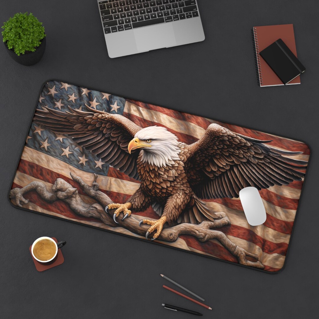 American Flag Desk Mat: Bald Eagle Deskpad Padding, Desktop Decoration ...