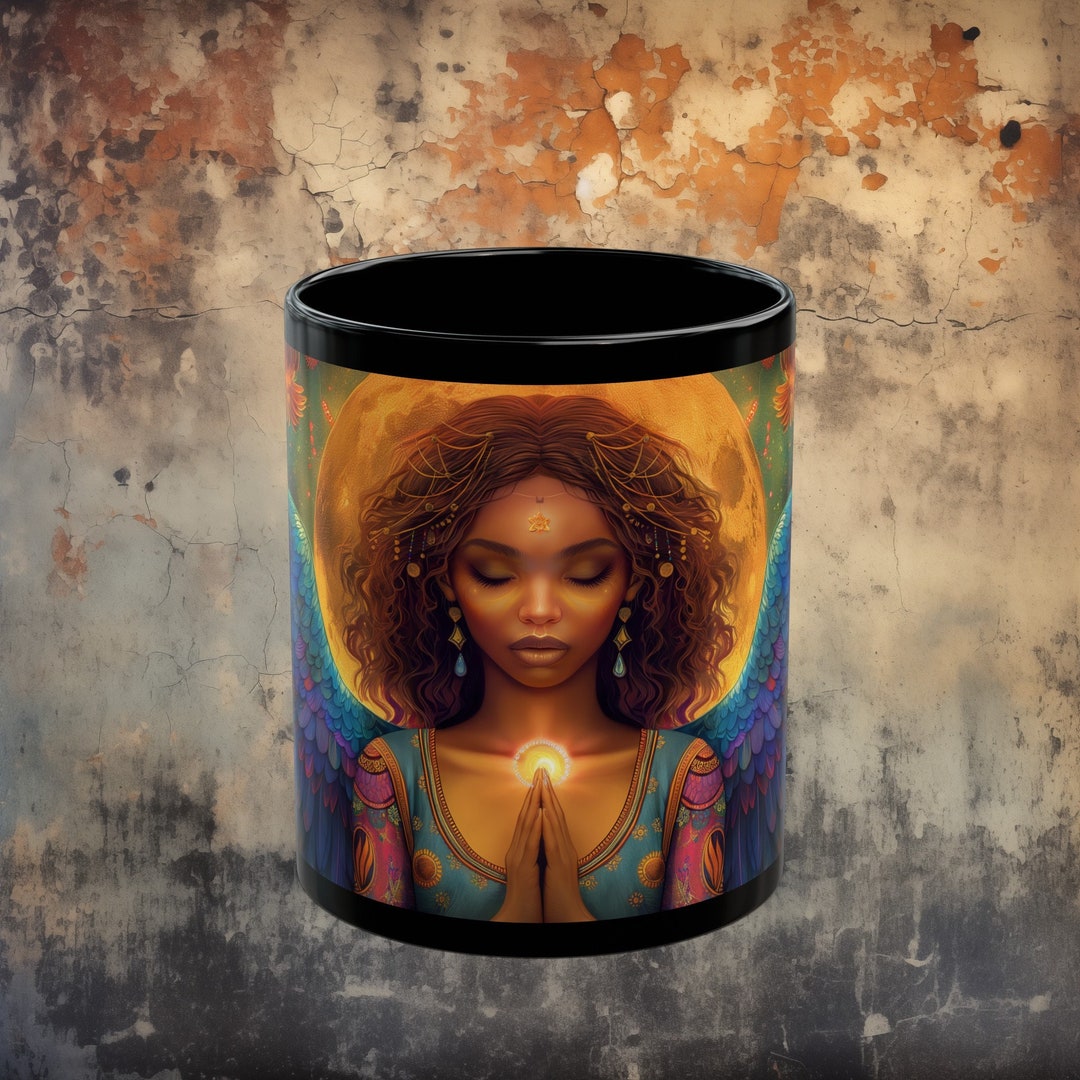 Angel Mug, African American Art, Spiritual Black Woman Gift - Etsy