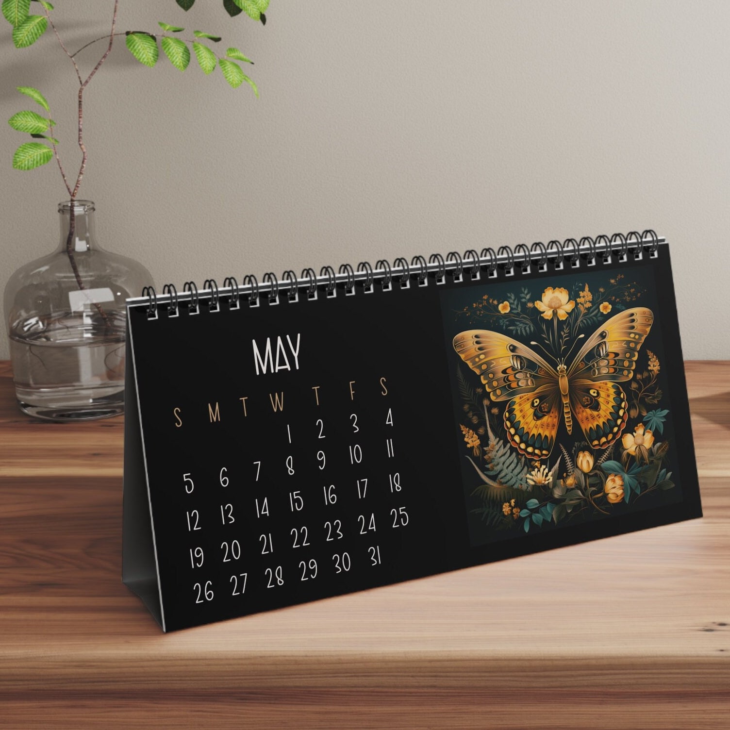 2024 Desk Calendar, Cottagecore Art, 12-month Calendar, Cubicle Decor ...