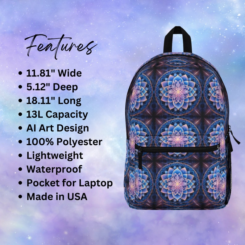 Backpack for School, Waterproof Backpack for Her, Celestial Mandala Art Pattern, Trendy ...