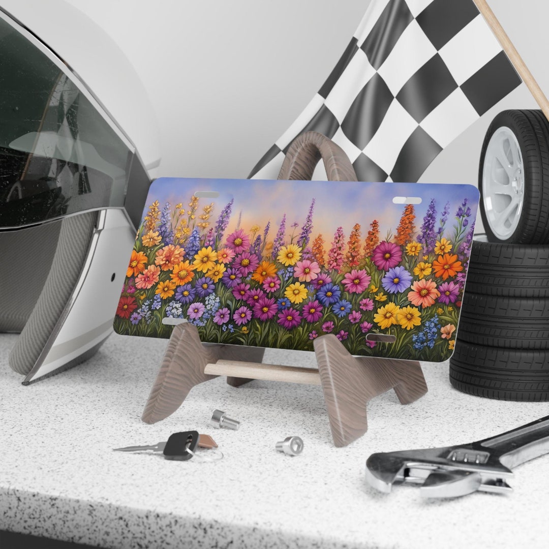 Wildflowers Front License Plate Vanity Car Accessory, Flower Decoration ...