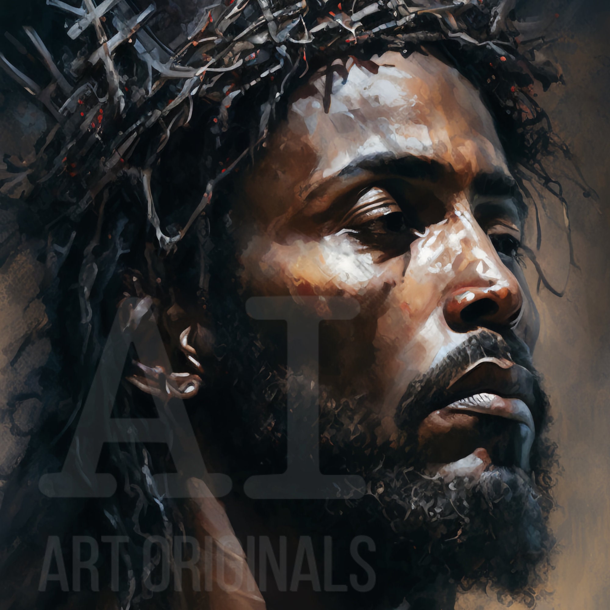 African American Art Jesus T-shirt, Black Christian Streetwear, Adult ...