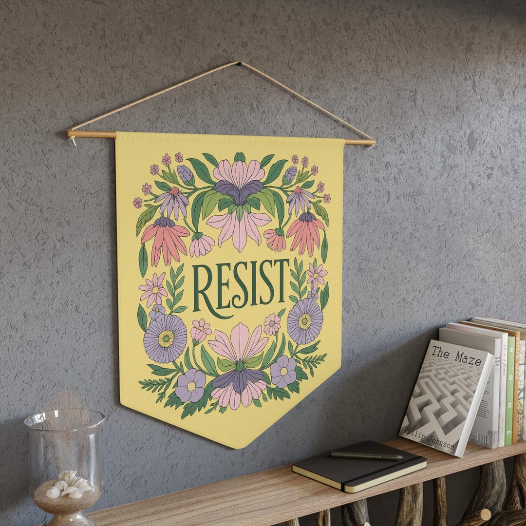 Resistance Flower Garden Wall Art, Resist Floral Decoration Pennant ...