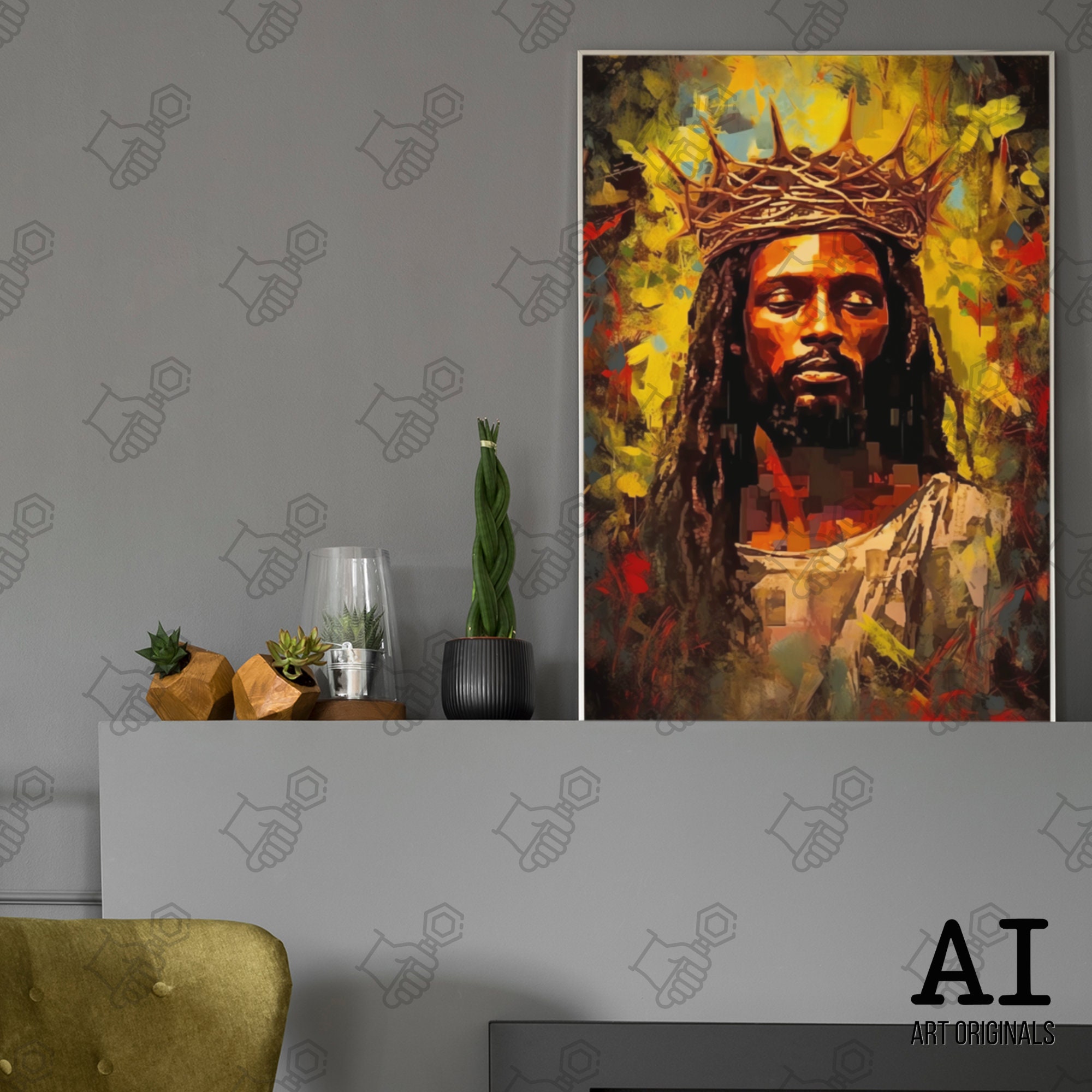 African American Black Jesus Painting Instant DOWNLOAD AI - Etsy