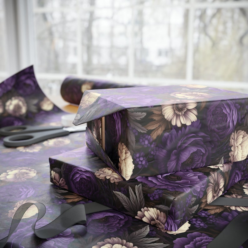 Custom Gift Wrap Paper, Gift Wrapping Paper, Vintage Dark Cottagecore ...