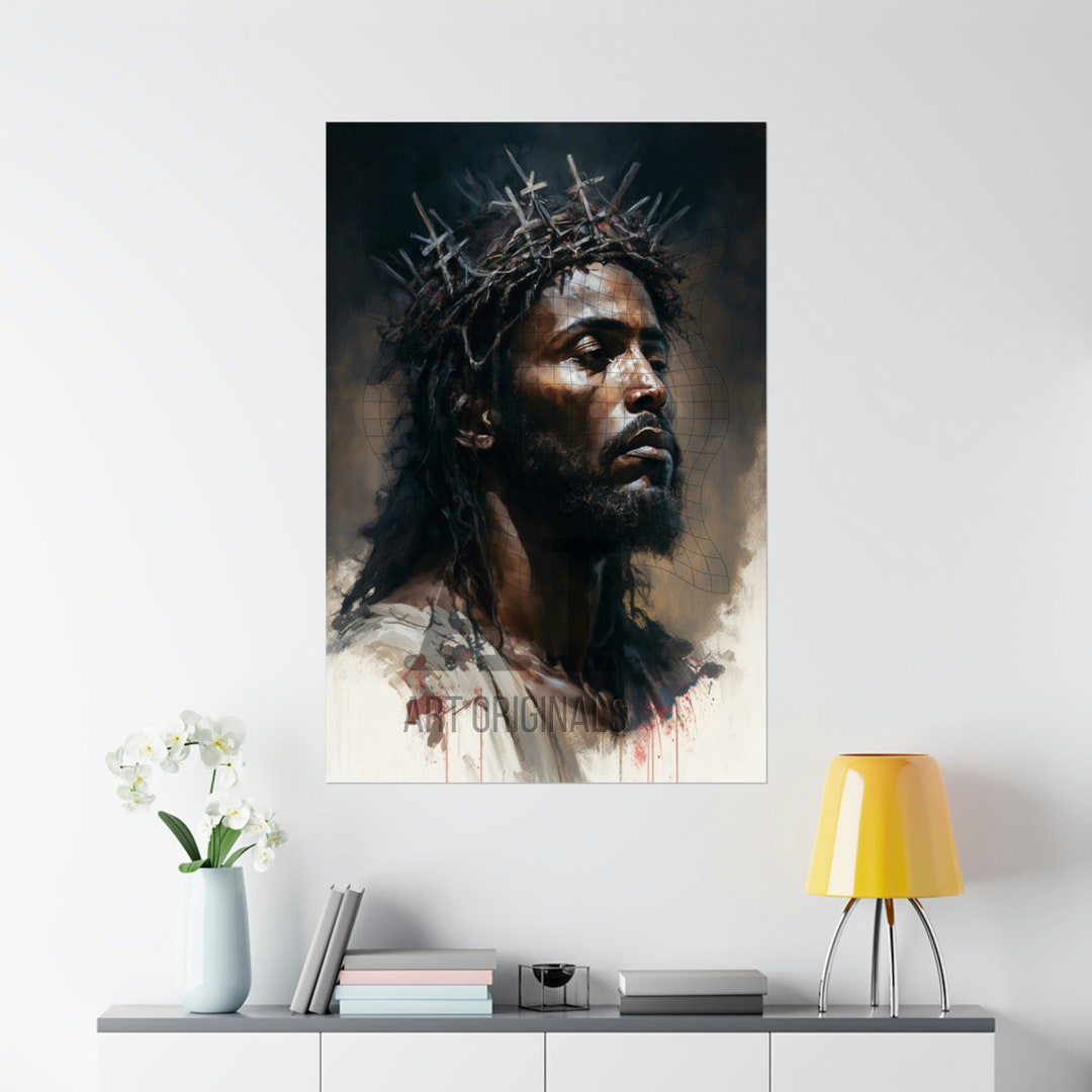 Jesus Painting POSTER Black African American AI Art Print, Unframed ...
