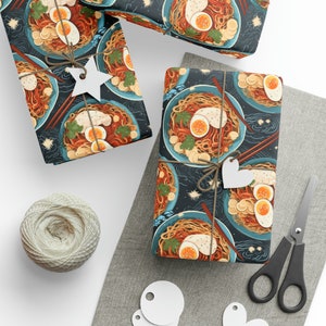 Custom Gift Wrap Paper Roll, Ramen Bowl Gift Wrapping Paper Japandi Art ...