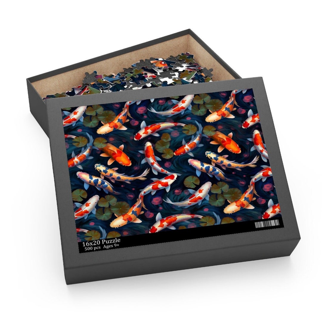 Jigsaw Puzzle for Adults, Koi Pond Picture Puzzle Box 120, 252, and 500 ...