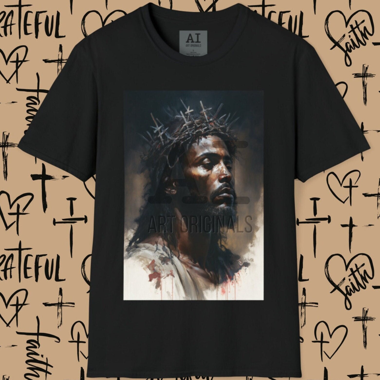 African American Art Jesus T-shirt, Black Christian Streetwear, Adult ...