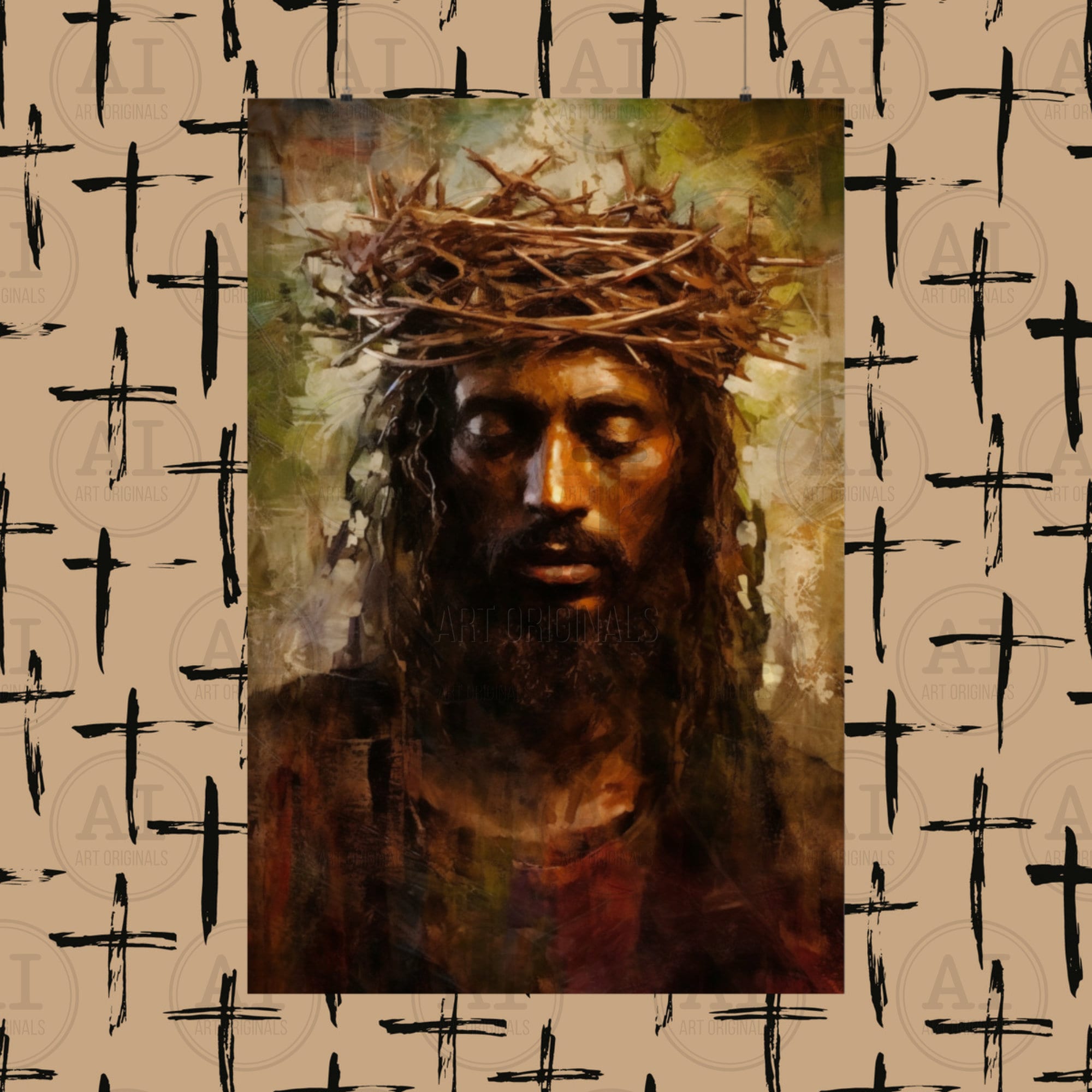 African American Jesus Painting POSTER AI Art Print, Unframed Matte ...
