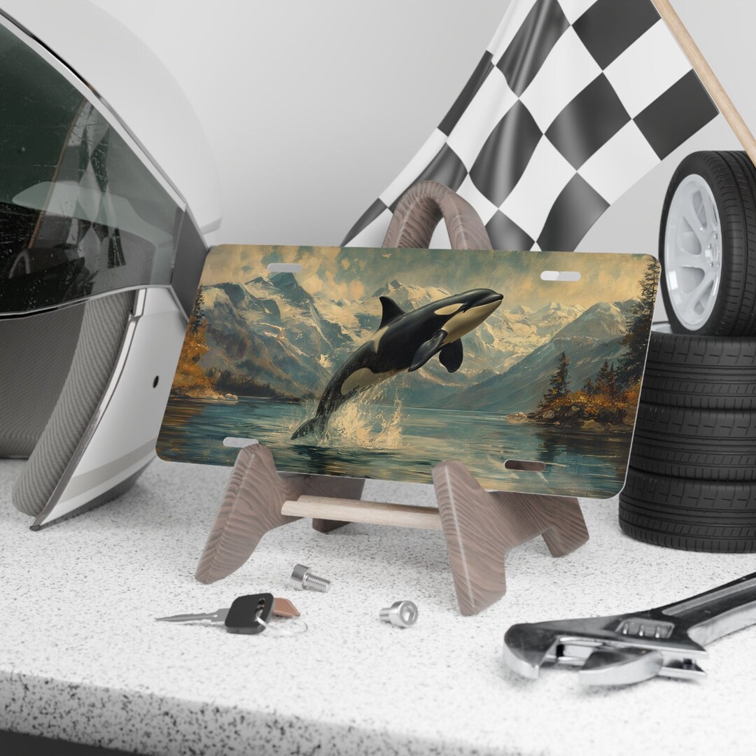 Killer Whale License Plate, Orca Animal Art, Custom Car Tag Vehicle ...