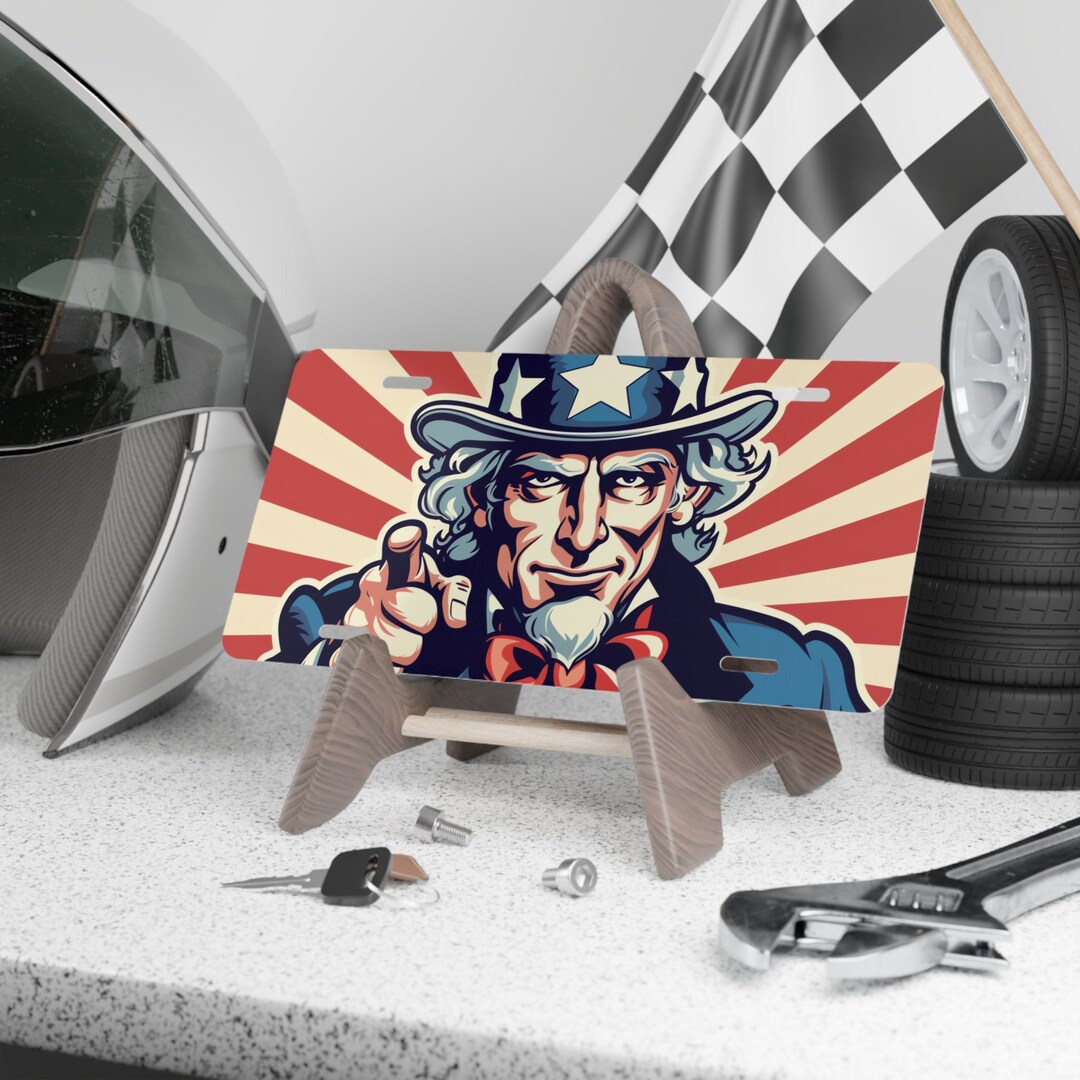 Uncle Sam License Plate, Patriotic Pop Art Car Tag Auto Accessory - Etsy