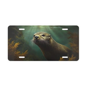 Sea Otter License Plate Vanity Car Accessory, Wildlife Art Vehicle ...