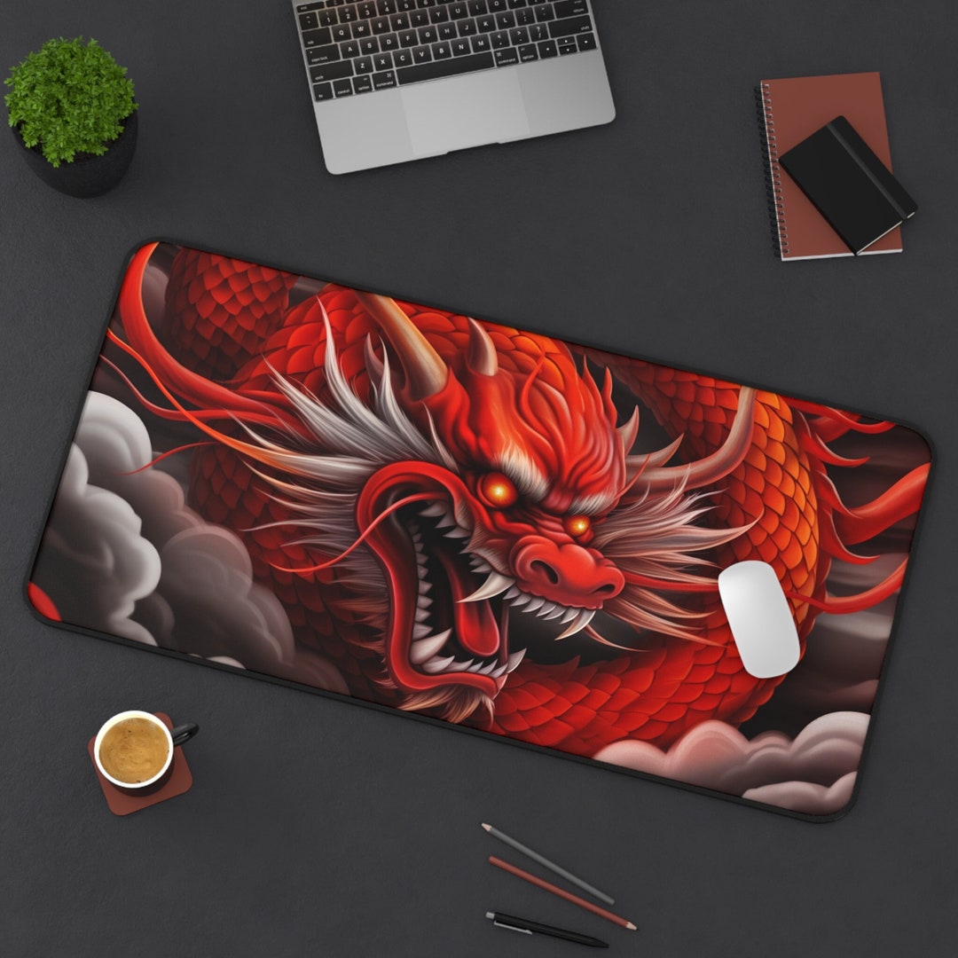 Anime Desk Mat, Japanese Office, Desk Decor Aesthetic Dragon Gaming ...