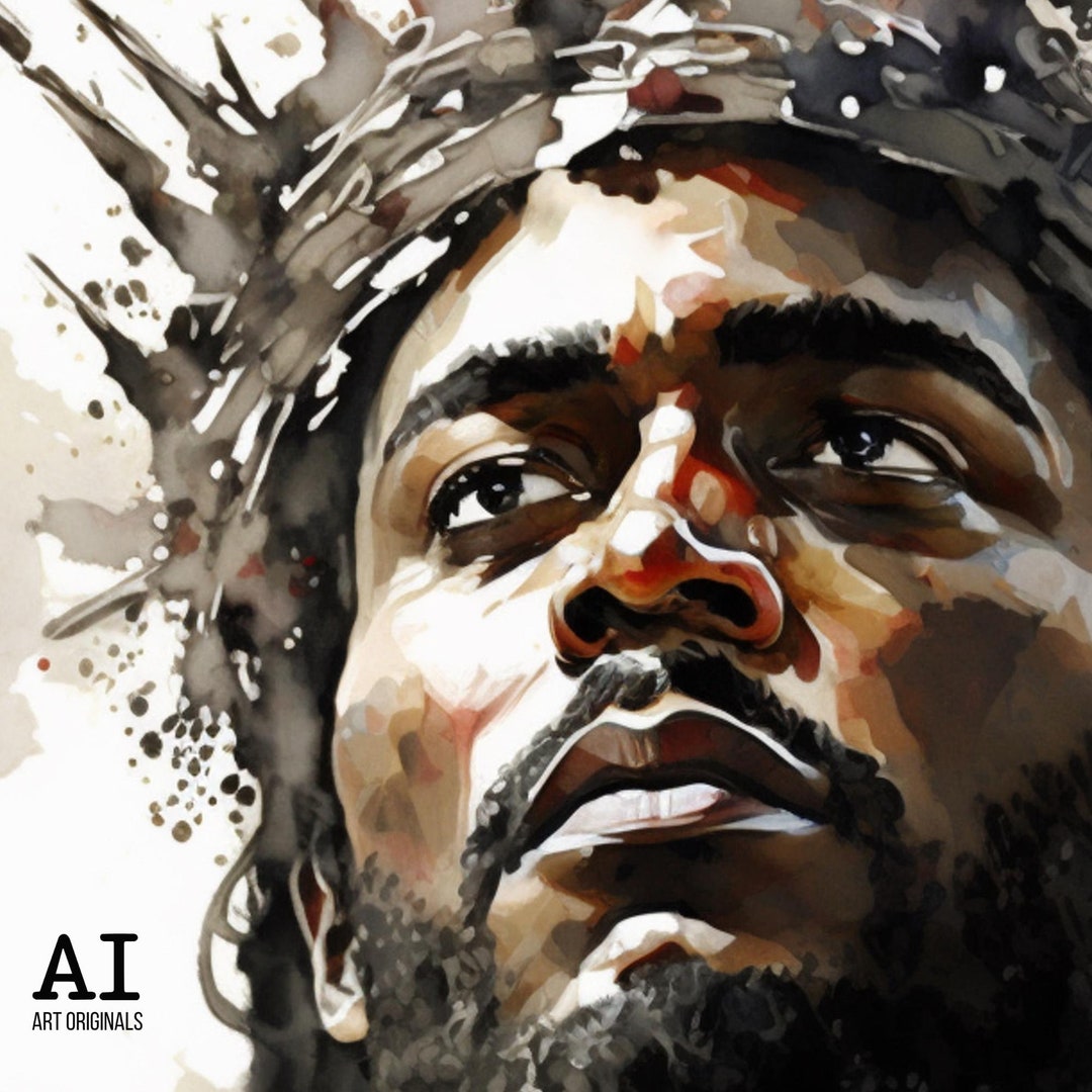 African American Jesus Art Printable Digital DOWNLOAD, Watercolor ...